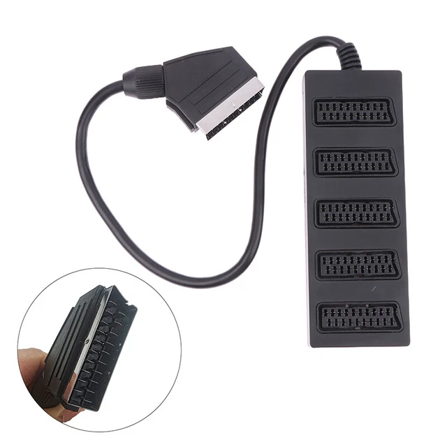 21PIN SCART 5 Way Splitter 21p Scart Male To 5 Female Adapter Connector ...