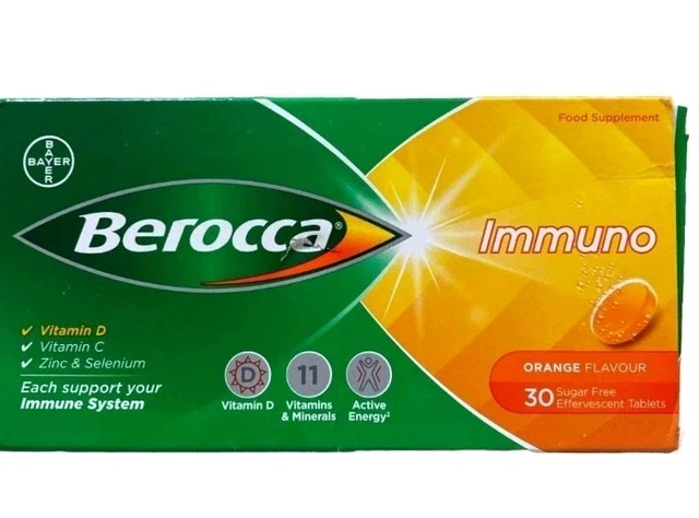 BEROCCA IMMUNO EFFERVESCENT Orange Flavour Food Supplement 30 Tablets £ ...