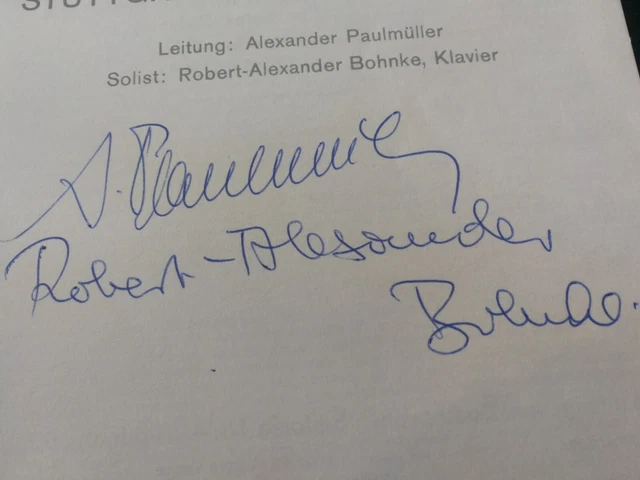 ROBERT ALEXANDER BOHNKE ALEXANDER PAULMULLER Signed Programme Autograph ...