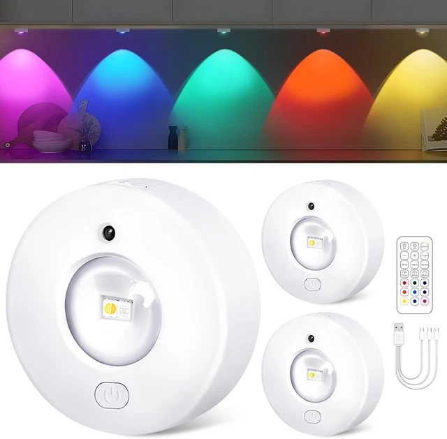 RECHARGEABLE PUCK LIGHTS with Remote Control, 13 Colors & 1500Mah ...