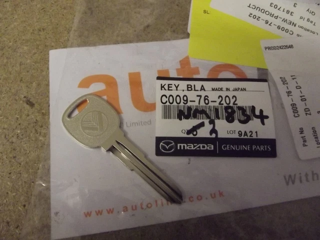 KEY BLANK GENUINE Mazda MX-5 mk1 MX5 NA Eunos Roadster valet key new ...