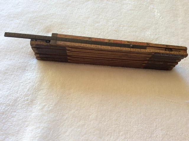 VINTAGE LUFKIN RED End 72" Folding Wood Ruler with 6-inch Extension ...