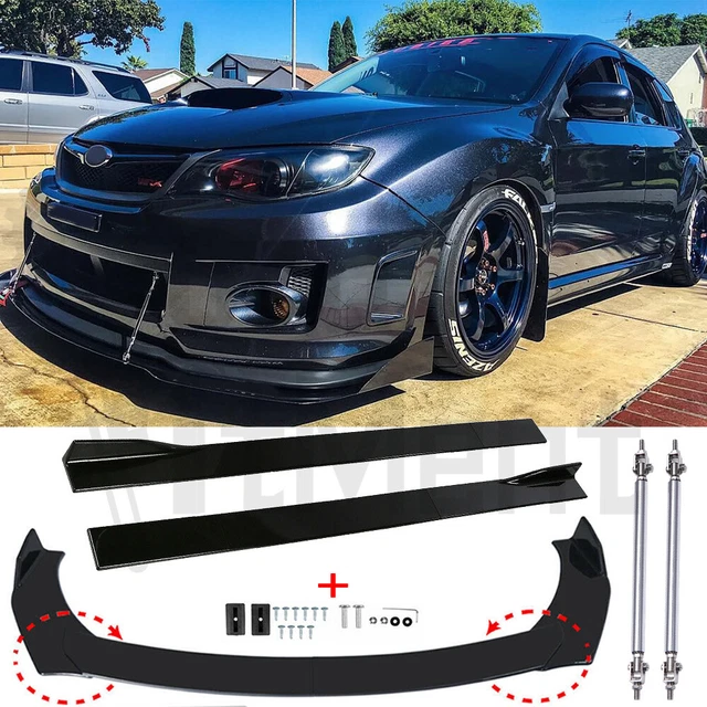 FOR SUBARU WRX STI XV Front Bumper Lip Spoiler Splitter +Side Skirts ...