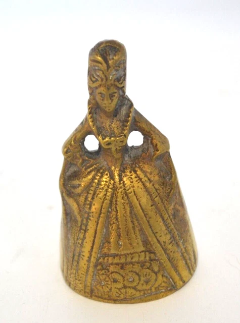 ANTIQUE FRENCH BRASS Marie Antoinette Lady Bell Wearing Period Attire ...