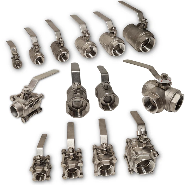 KUGELHAHN EDELSTAHL V4A V2A 2 teilig mehrteilig Absperrhahn Hebelgriff 1 Zoll EUR 13,85 ...