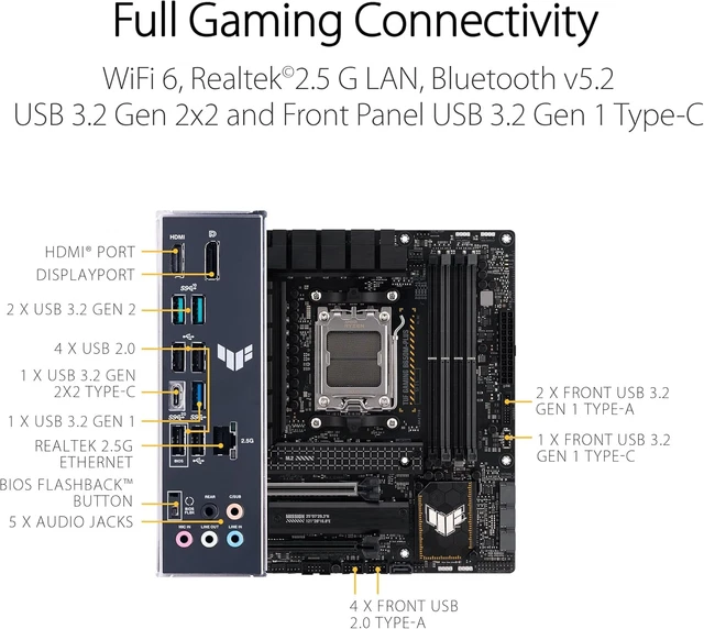 ASUS TUF GAMING B650M-PLUS AMD Ryzen AM5 Micro-ATX motherboard, 14 ...