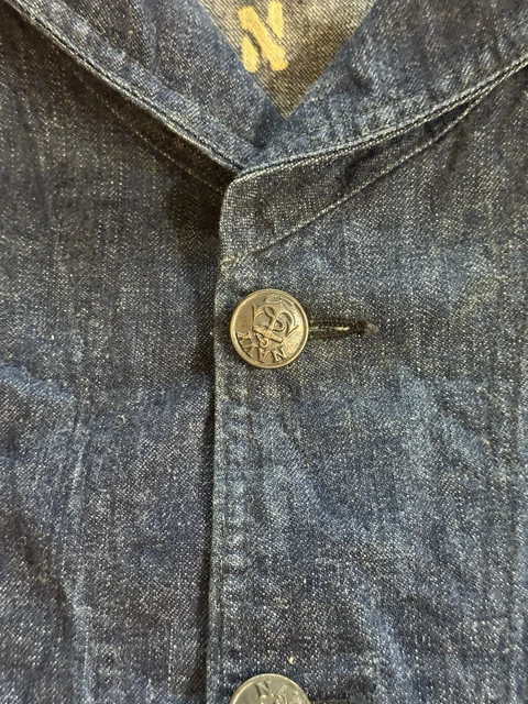 VINTAGE 1940S USN US NAVY WWII Shawl Collar Denim Jacket M US Military ...