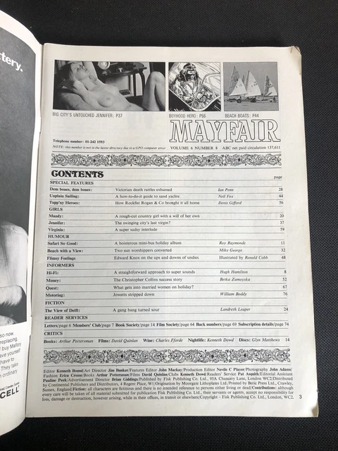 MAYFAIR MAGAZINE AUGUST 1971 Vol 6 No 8 - Jennifer Saunders £15.00 ...