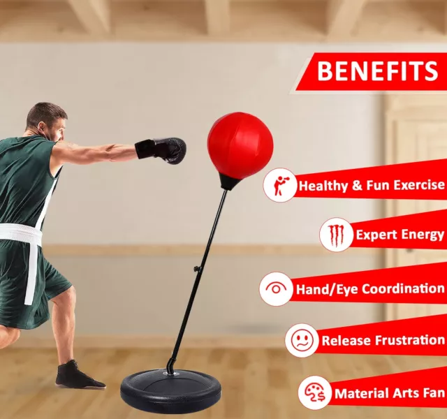 FREE STANDING HEIGHT Adjustable Kids Boxing Punch Ball Bag Gloves Set ...