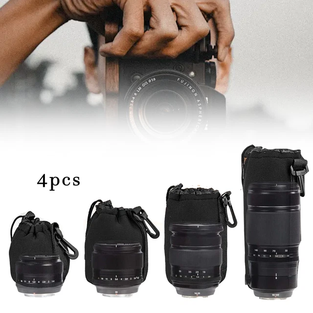 4X CAMERA LENS Pouch Bag Soft Neoprene Drawstring Protector Case Set ...