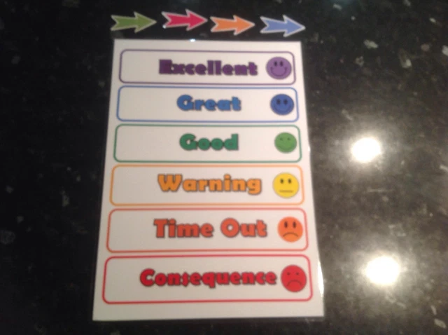 COLOUR CODED KIDS reward chart behaviour warning set toddlers children ...