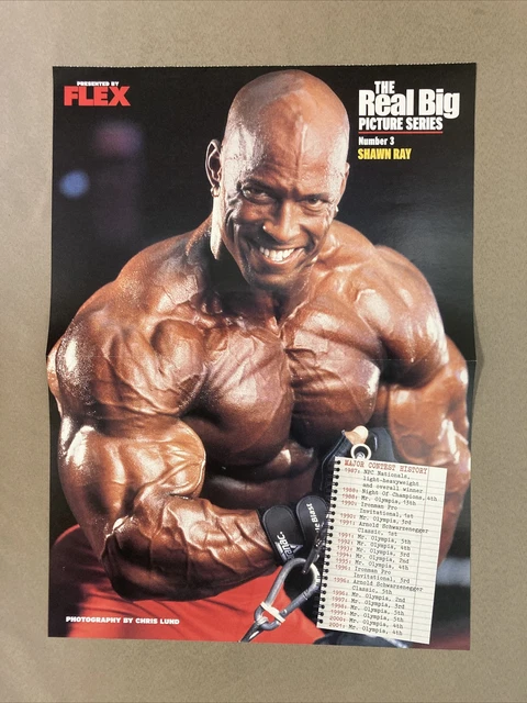 FLEX BODYBUILDING MUSCLE magazine SHAWN RAY/Kim Chizevsky poster 3-98 £ ...