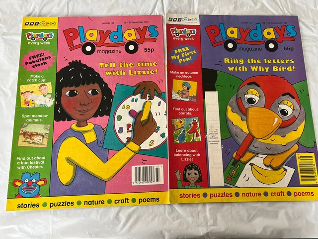 BBC CHILDREN'S PLAYDAYS Magazines Issues 163 15-21 Sept 1993 164 22-28 Sept 1993 £10.00 ...