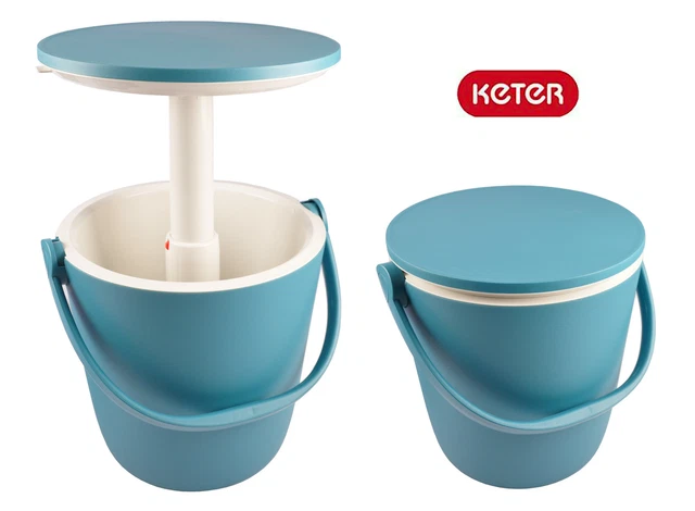 KETER COOLBAR BUCKET Ocean Cooling Compartment Side Table Portable ...