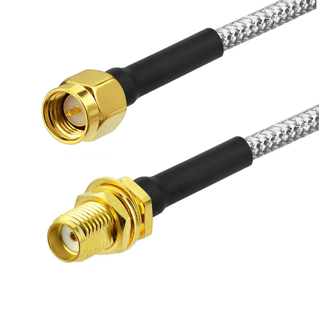 2-PACK SMA FEMALE Bulkhead Mount to SMA Male .141" RG402 Semi Rigid ...