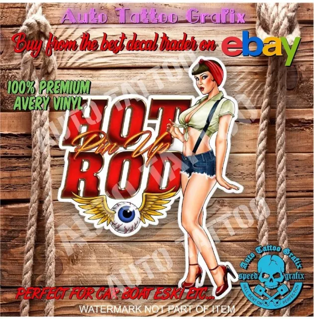 Hot Rod Pin Up Girl Decal Sticker Car Man Cave Truck Hot Rod Retro
