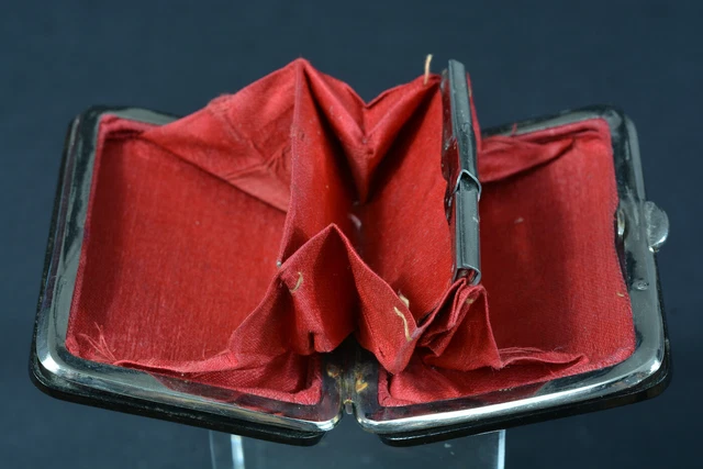 ANCIEN ÉTUI PORTE monnaie 19ème incrustation argent Antique money purse ...