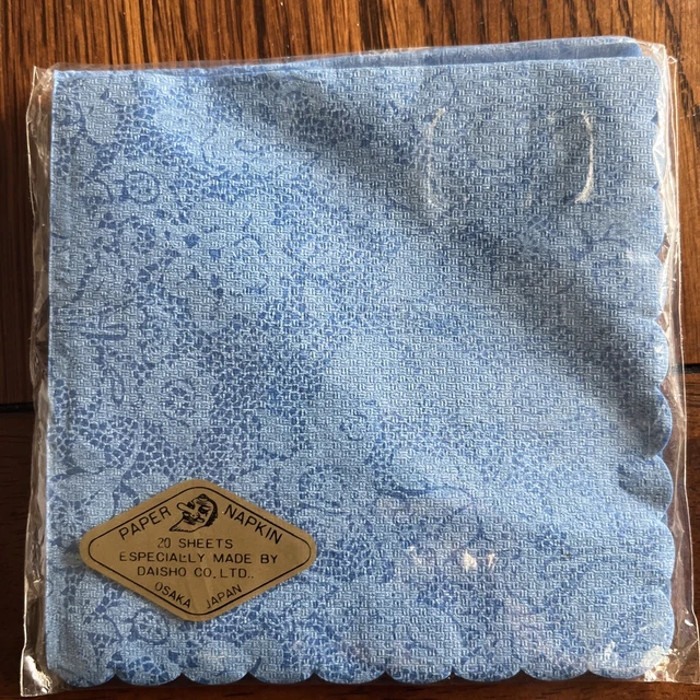 VINTAGE JAPANESE PAPER Napkin Made In Japan 20 Sheets Daisho Blue Lace ...