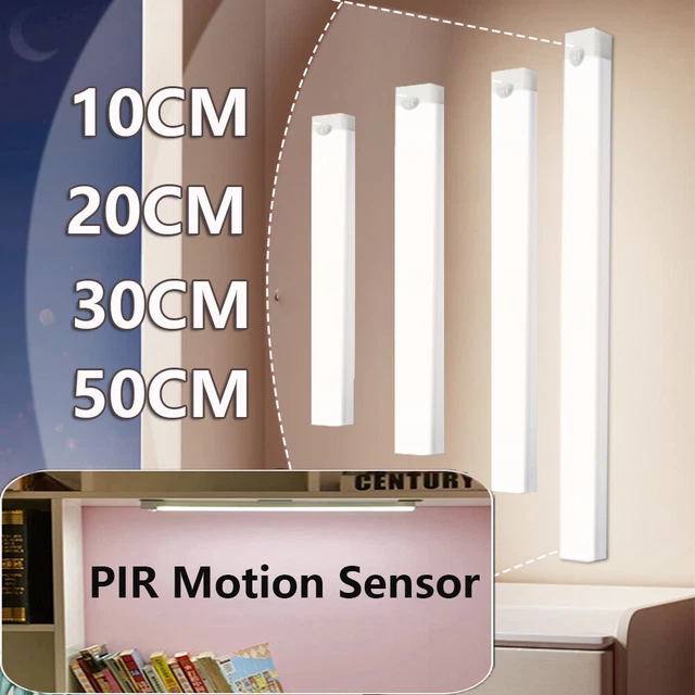 RECHARGEABLE STRIP LIGHT LED PIR Motion Sensor USB Cabinet Closet Lamp ...