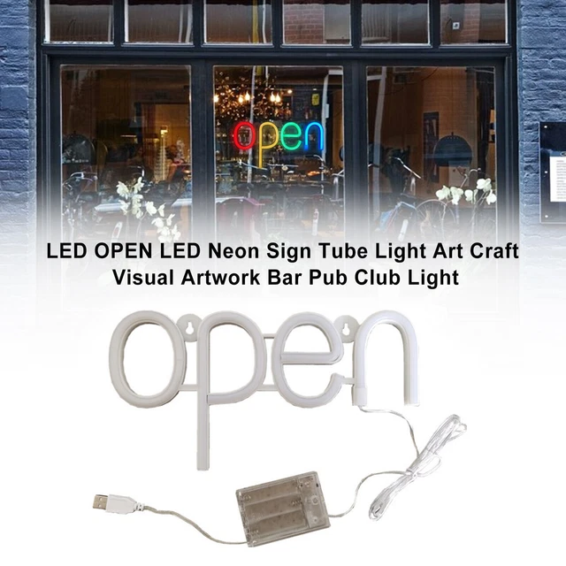 LED OPEN LED Neon Sign Tube Light Art Craft Visual Artwork Bar Pub Club ...