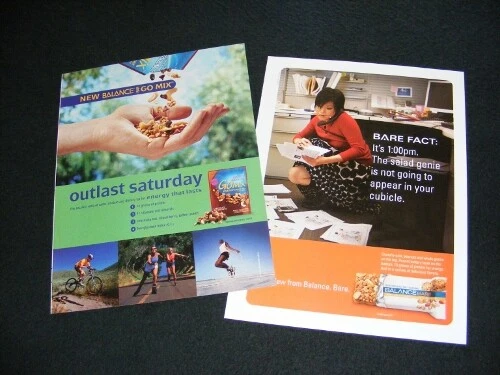 BALANCE MAGAZINE CLIPPINGS from 2004 & 2007 print ads for Balance Bar ...