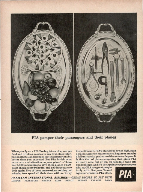 PIA PAKISTAN INTERNATIONAL Airline 1985 Advertising 1 Page Gandhara ...