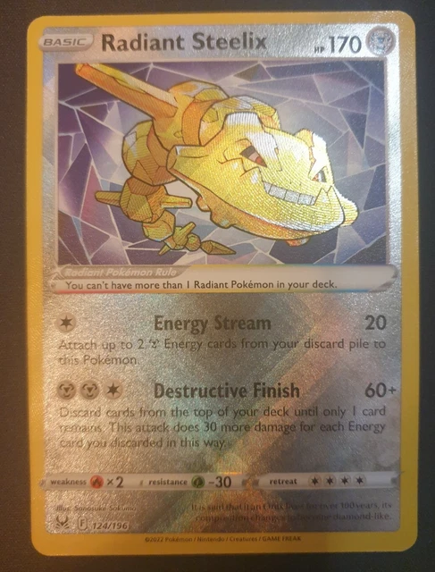 RADIANT STEELIX 124/196 Ultra Rare Holo Pokemon Card - 2022 SWSH Lost ...