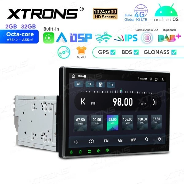AUTORADIO GPS VOITURE Tablette 10.1 Pouces Android 12 Wifi Dsp Carplay XTRONS EUR 369,24 ...