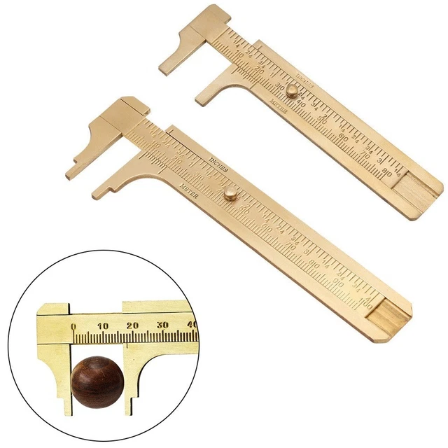 MINI BRASS SCALE 80/100mm Sliding Gauge Vernier Caliper Ruler Measuring ...