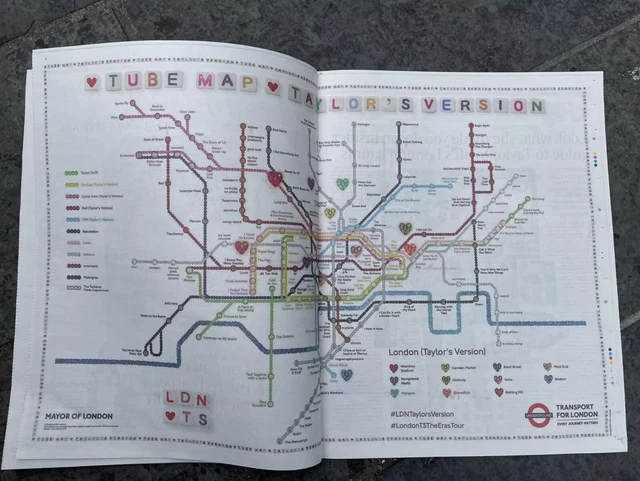 TAYLOR SWIFT EVENING Standard LDN Tube Map commission Collector Poster ...