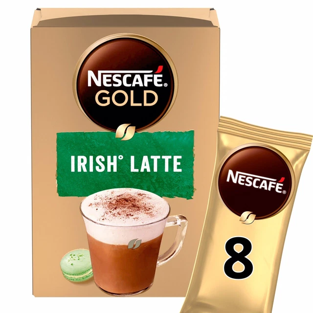 NESCAFE GOLD IRISH Latte ~Instant Coffee Sachets ~ Frothy Latte ~8 ...