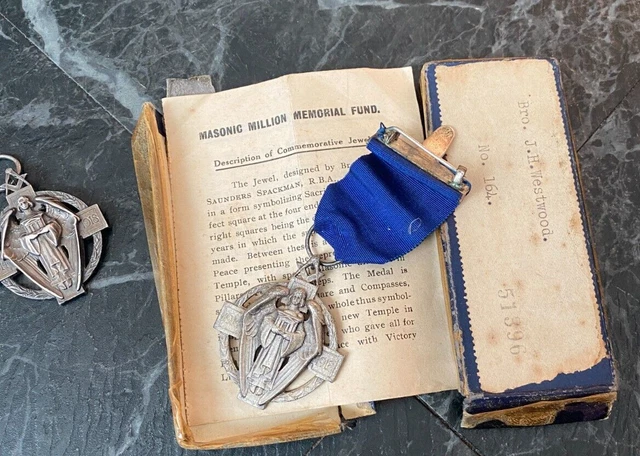 HALLMARKED SILVER MASONIC 1914-1918 Hallstone Jewel WW1 medal J H ...