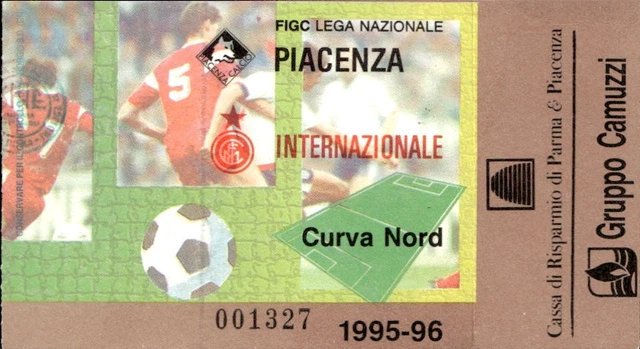 BIGLIETTO PARTITA CALCIO Piacenza vs Internazionale 1995-96 Curva Nord ...