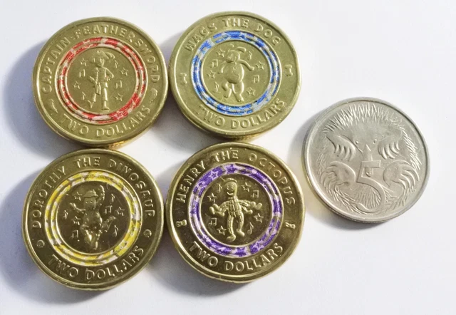 AUSTRALIA 2021 WIGGLES 30th anniversary color coins x 4 EUR 7,87 ...