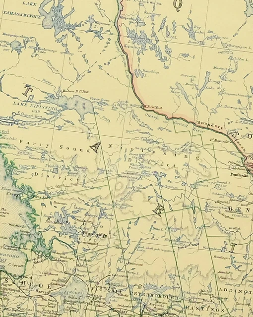 1880 ANTIQUE MAP Dominion Of Canada Western ~ Ontario Montreal Three ...
