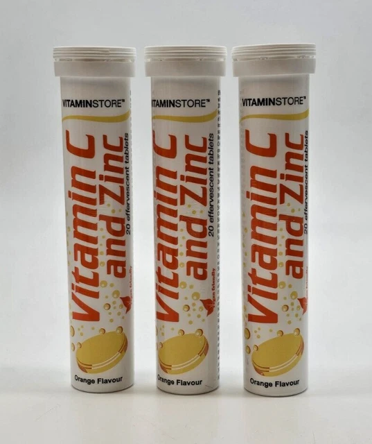 VITAMIN STORE VITAMIN C and Zinc Effervescent Tablets, Orange Flavour ...