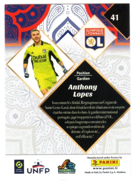 PANINI FC FOOTBALL Cards Ultra Premium Ligue 1 #41 Anthony LOPES OL ...