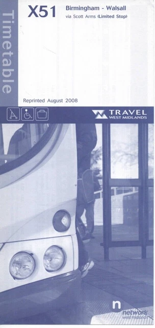 NETWORK WEST MIDLANDS Bus Timetable - X51 - Birmingham-Walsall - August ...