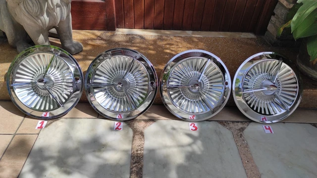 NOS 40S - 60s Dodge Ford Chevy 13" Tri Bar Turbine Chrome Hub Caps ...