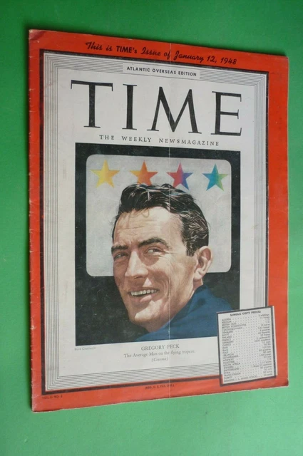 TIME MAGAZINE JANVIER 12, 1948 CINÉMA GREGORY PECK EUR 42,43 - PicClick FR