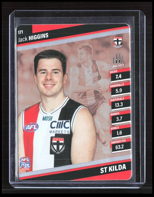 AFL 2024 TEAMCOACH Silver St Kilda Jack Higgins 171 Football Sport CB-2 ...