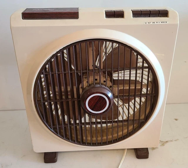 VINTAGE SUPER DELUXE Box Fan 360 Woodgrain Box Fan Rotator Mid-Century ...