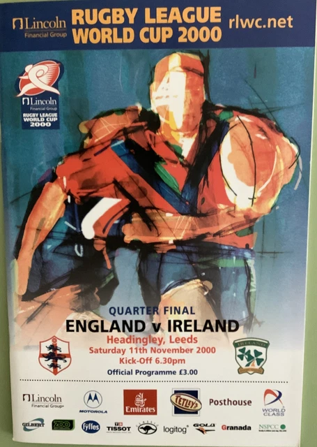 RUGBY LEAGUE WORLD Cup Quarter Final Programme England V Ireland 2000 £ ...