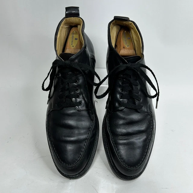 KENNETH COLE MENS Black Leather Apron Toe Chukka Boots Made in Italy ...