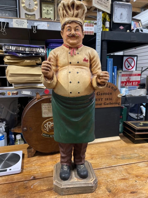 VINTAGE CHEF STATUE Store Kitchen Display Shop Fibreglass 70cm A/F £220 ...