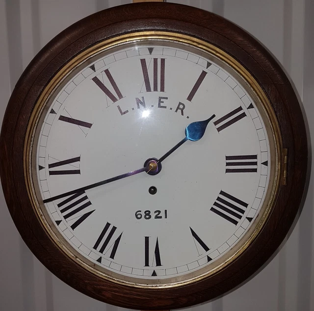 RARE 1930S 12” Oak Fusee Railway Clock LNER 6821 Ex York Station Wages ...