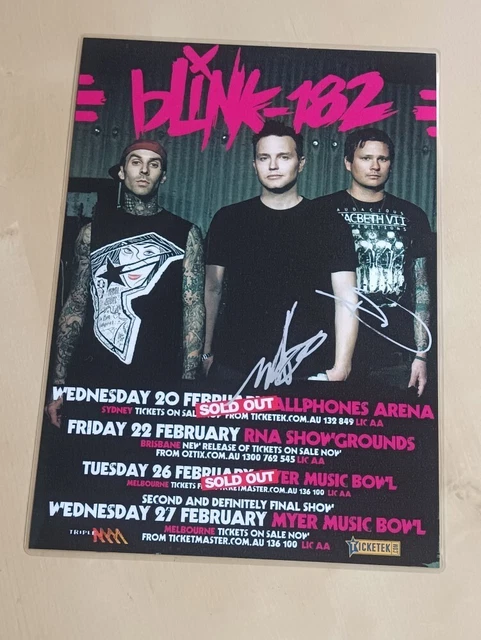 BLINK 182 - 2013 Australia Tour - Signed Autographed Laminated Tour ...
