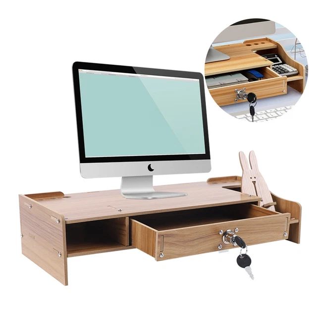 MONITOR STAND RISER Computer Laptop Riser Shelf Organizer With Drawer ...