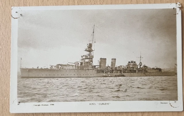 ORIGINAL WW1 WW2 Royal Navy Light Cruiser H.M.S. CURLEW Real Photo ...