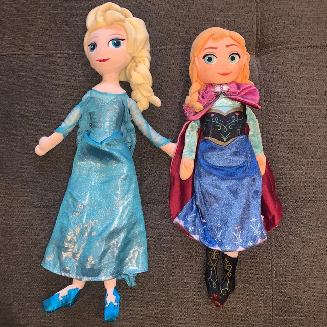 DISNEY'S FROZEN ANA 19” And Elsa 20” Large Plush Dolls LOT of 2 EUR 21 ...